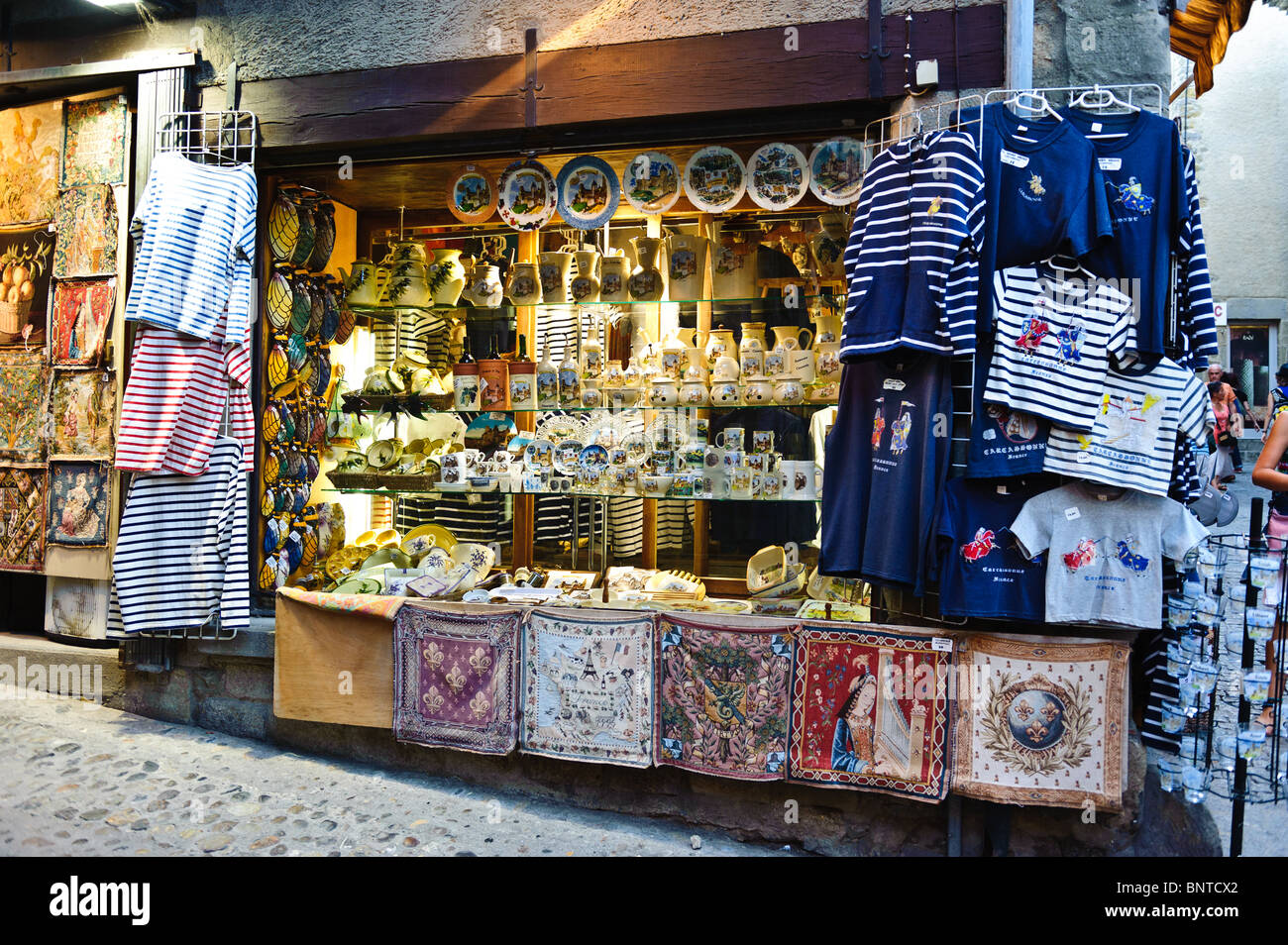 The medieval walled city in Carcassonne , France Stock Photo - Alamy