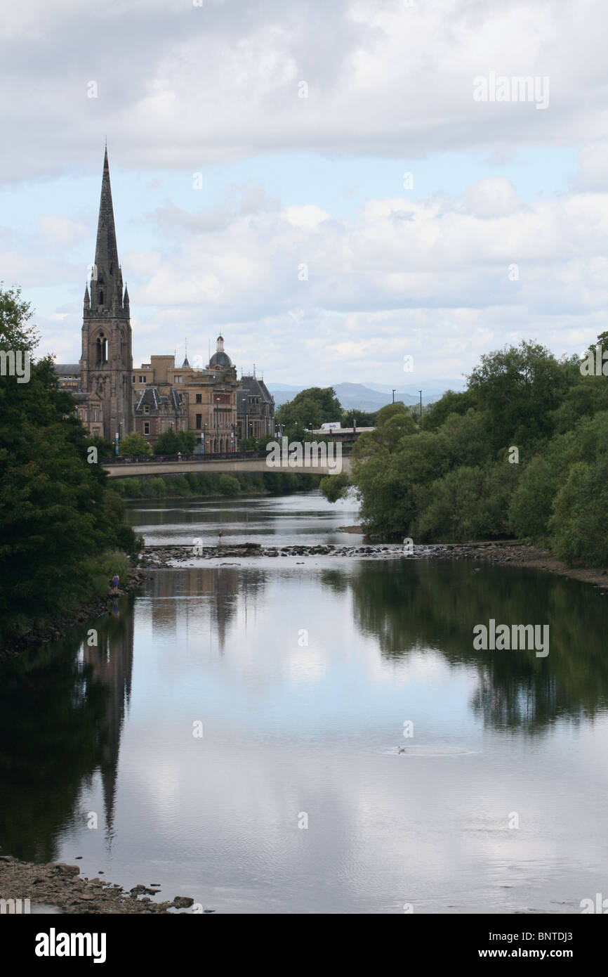 St Matthews Church and River Tay Perth Scotland July 2010 Stock Photo ...