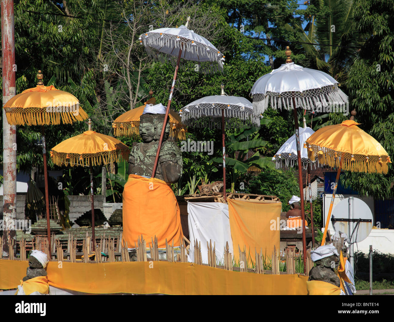 Indonesia, Bali, Ubud, colorful umbrellas, traditional holiday ...