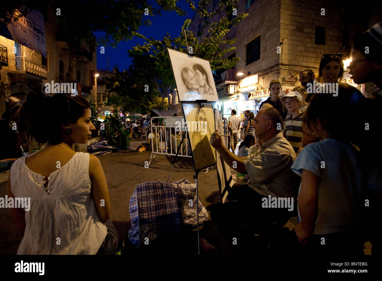 Nightlife scene in Ben Yehuda Pedestrian street, West Jerusalem, Israel ...