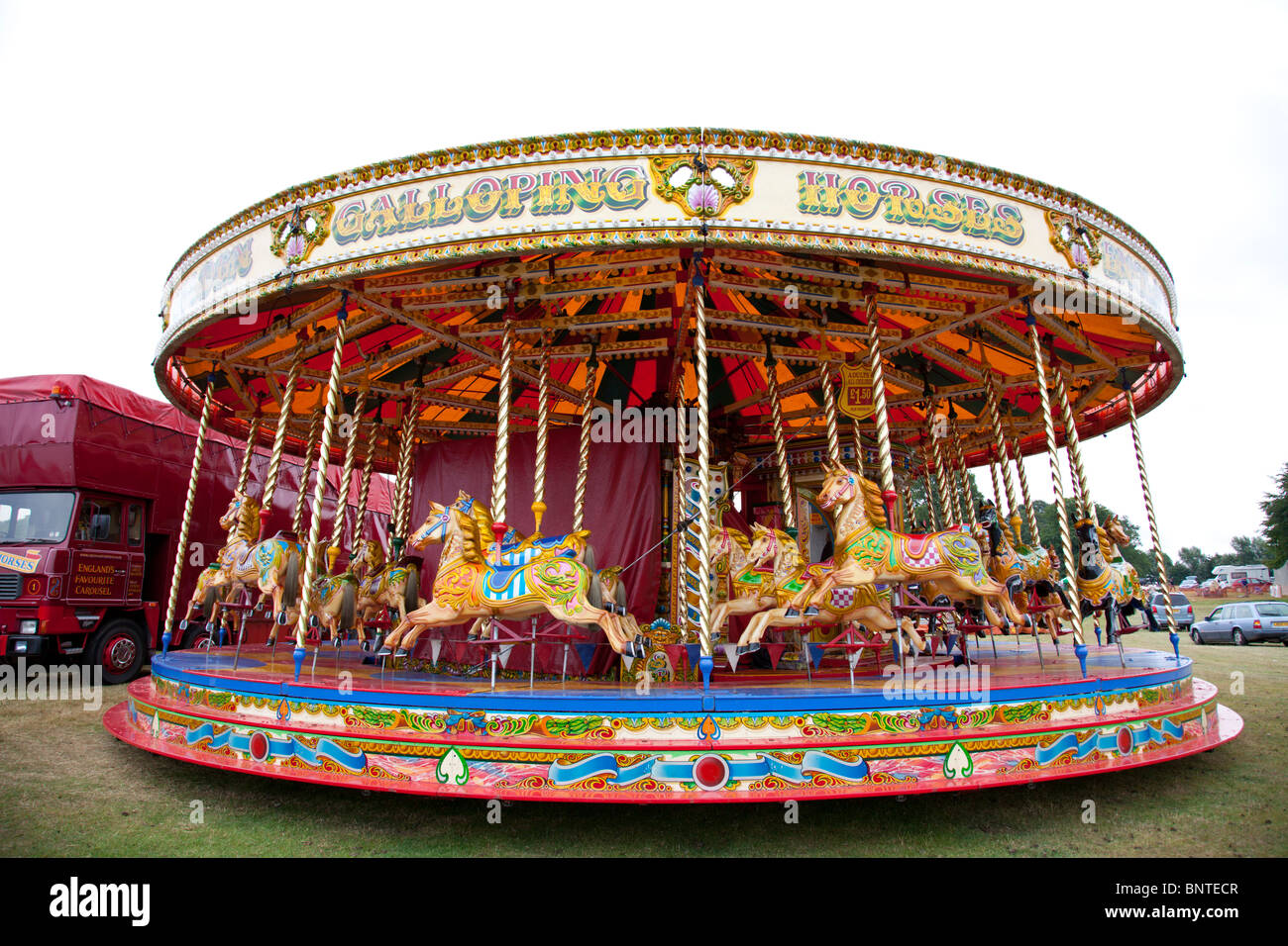 Merry go round, carousel at Revesby, Lincolnshire, England country show ...