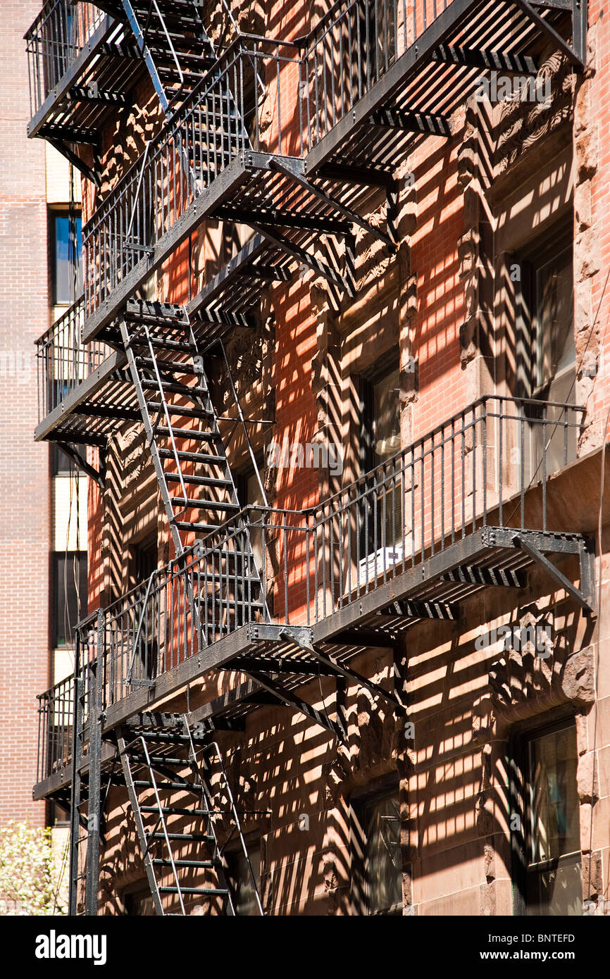 Building fire escape stairs new york city ny hi-res stock photography ...