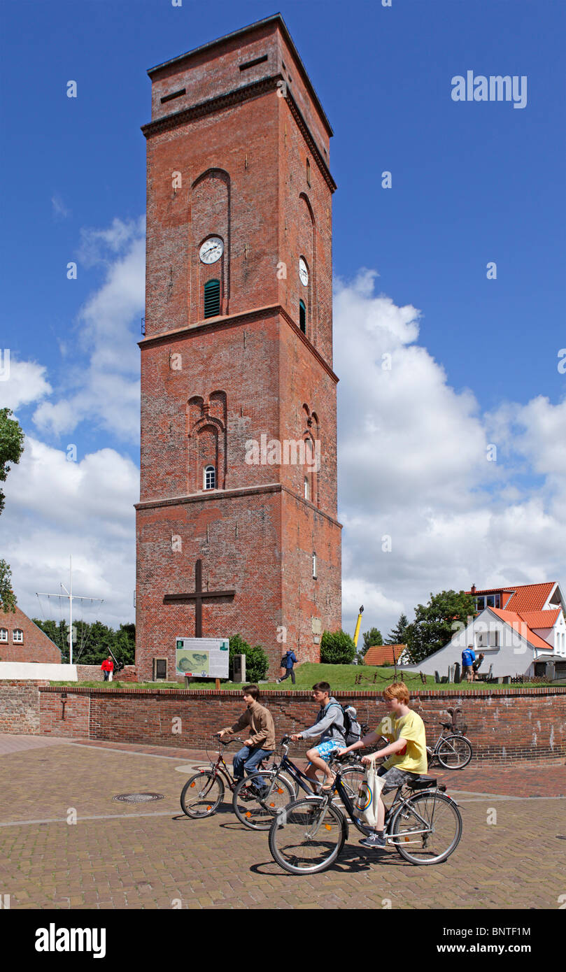 old lighthouse, Borkum Town, Borkum Island, East Friesland, North Sea ...