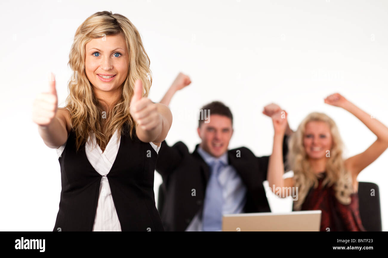 Business team Cheering Stock Photo - Alamy