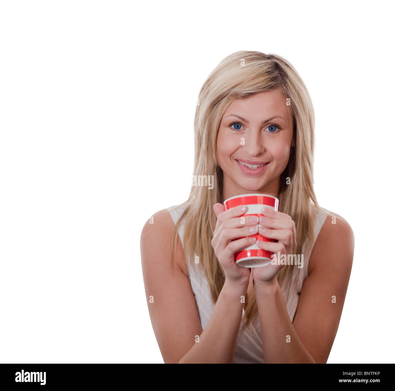 Female model drinking from coffee hi-res stock photography and images ...