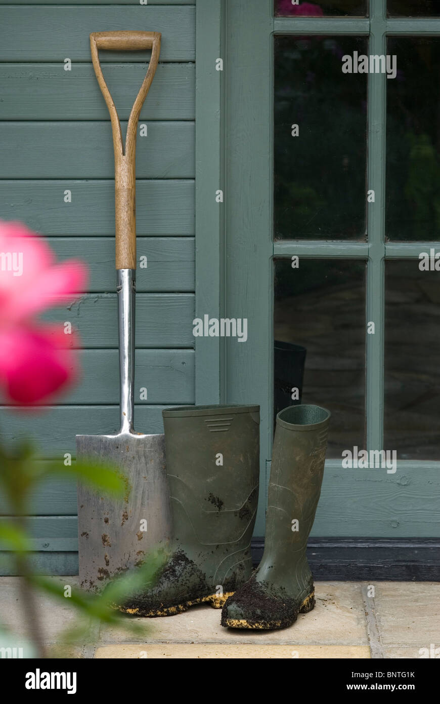 Outside gardening cultivation garden potting summer house hi-res stock ...