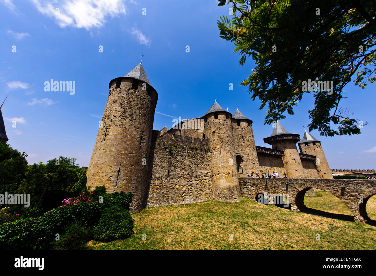 The medieval walled city in Carcassonne , France Stock Photo - Alamy
