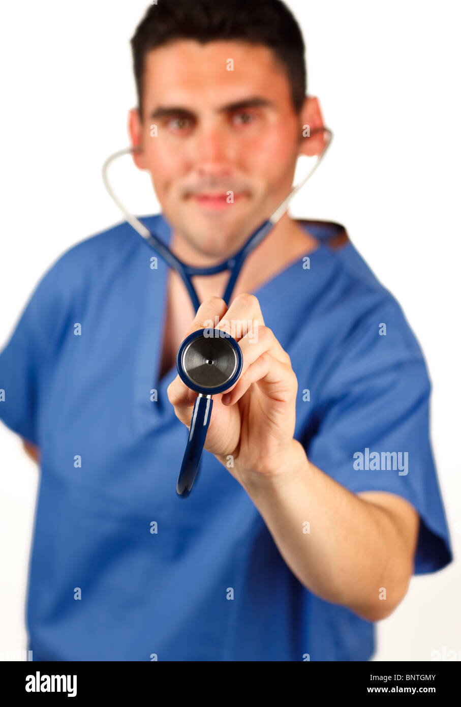 Doctor examining with a stethoscope Stock Photo - Alamy