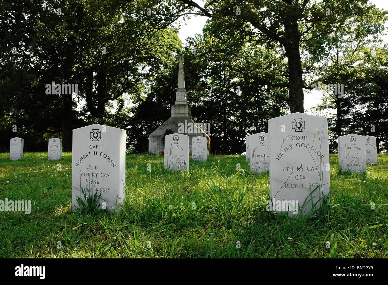 Cemetery marking fallen Confederate CSA soldiers from the 1863 Tebbs ...
