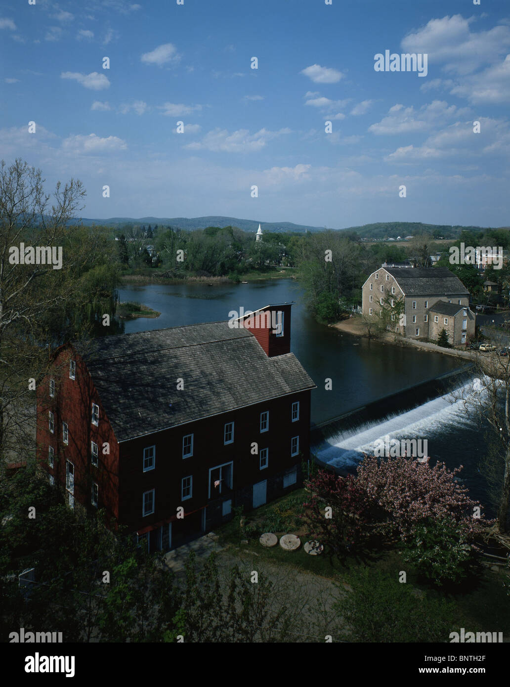 Old Mill and Town by River, NJ Stock Photo - Alamy