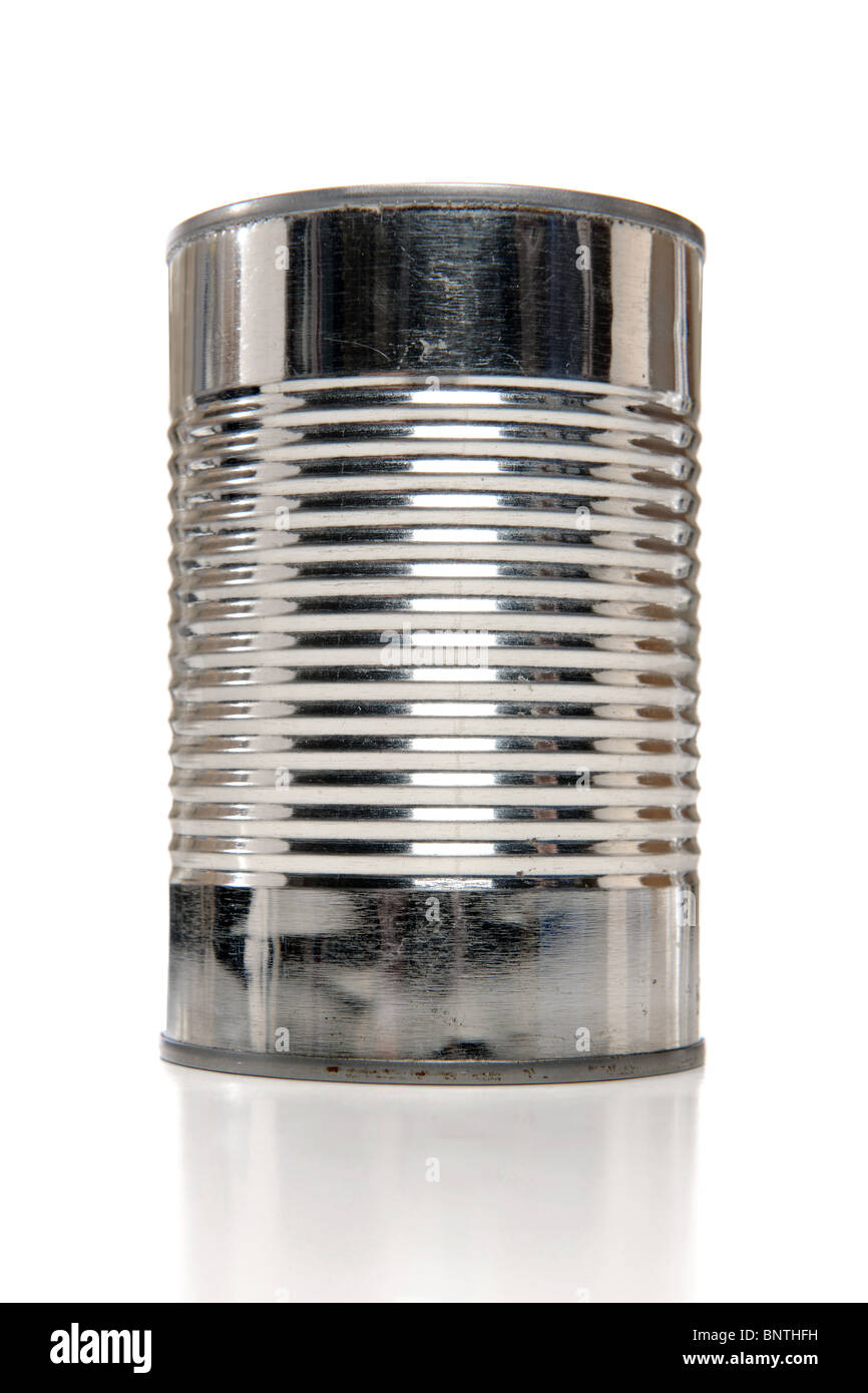 Tin can over white background Stock Photo - Alamy