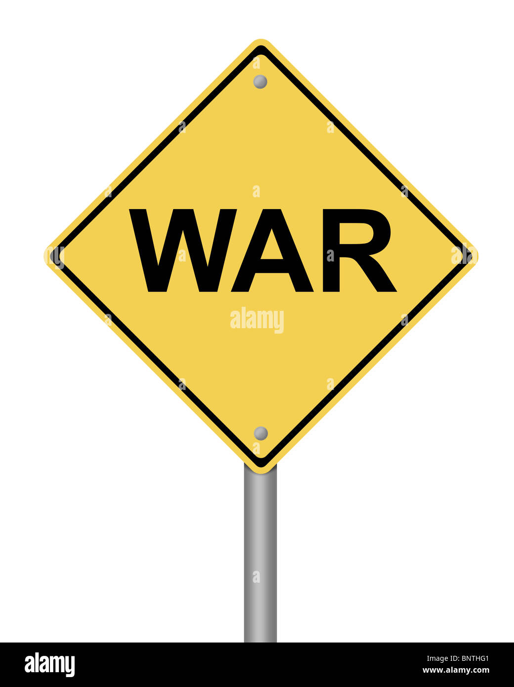 War yellow war warning sign on white background Stock Photo - Alamy