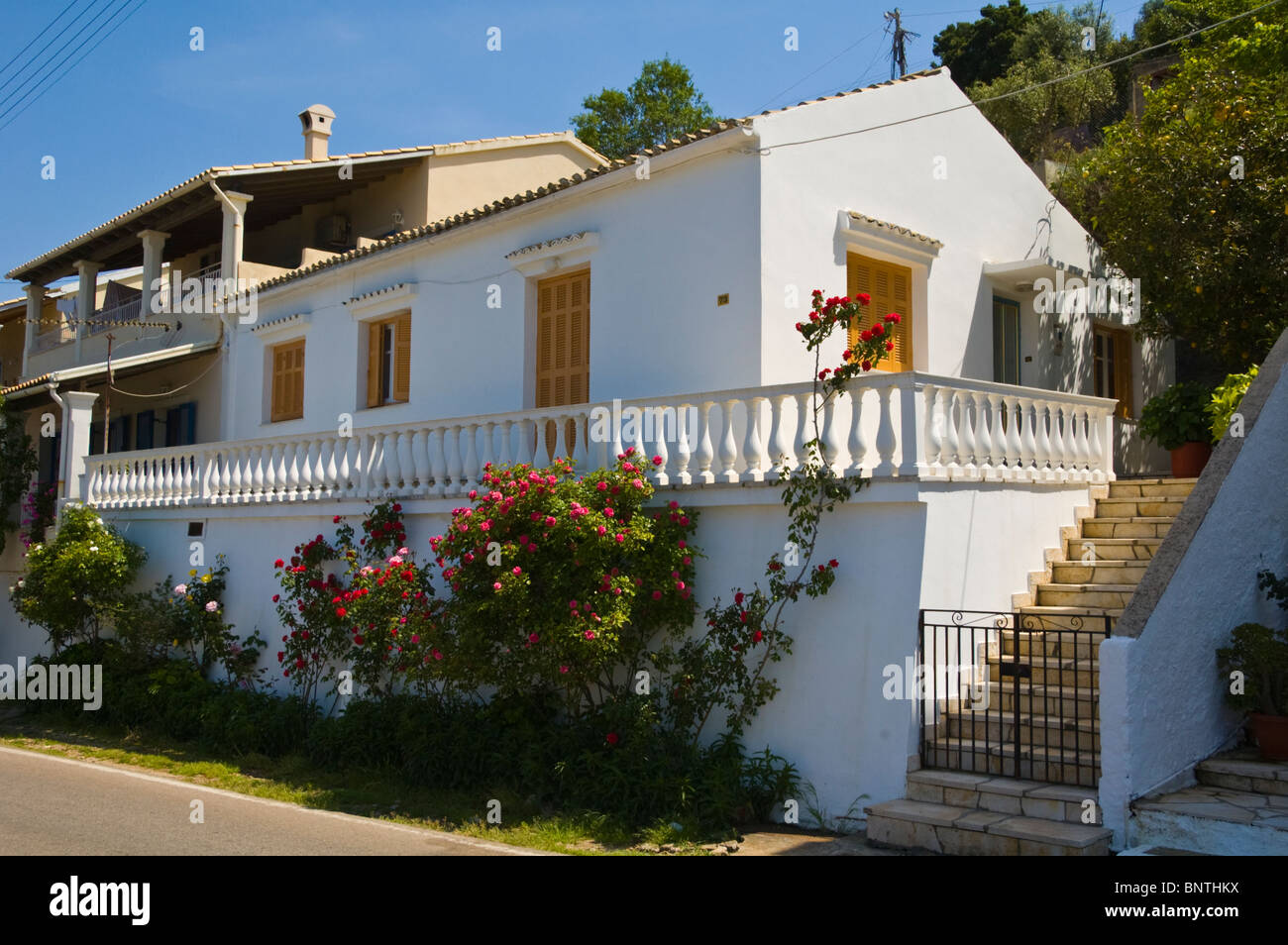 Renovated local house with patio with stone balustrade in Kassiopi on ...
