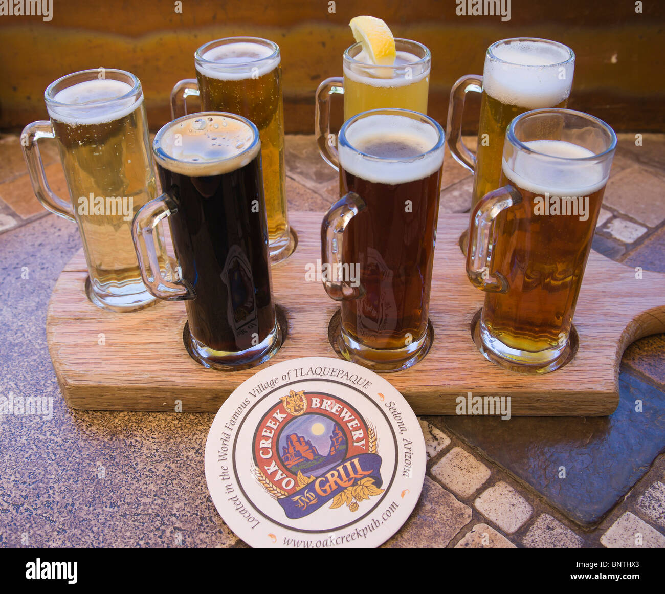 Oak Creek Brewery Sedona - Seven Dwarves 5oz steins sampler trencher of ...