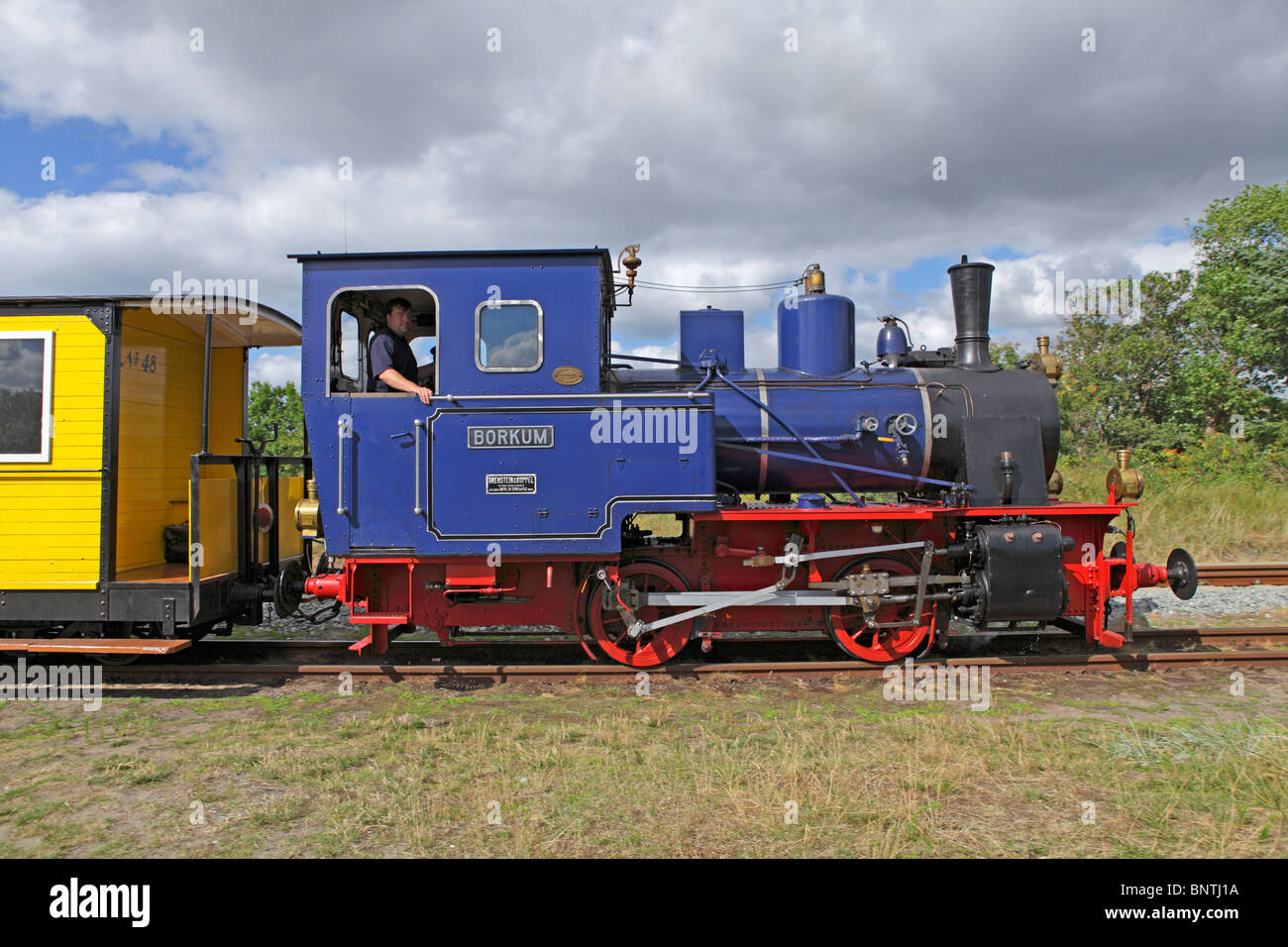 steam train on Borkum Island, East Friesland, North Sea Coast, Lower ...