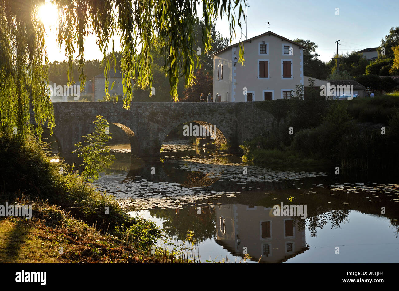 River Thouet reflections Parthenay Deux-Sevres France Stock Photo - Alamy