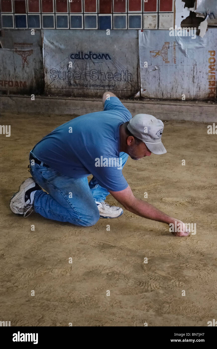Marble Club member Paul Davis lines one up at Monroe County Marble Club ...
