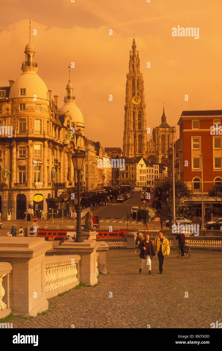 Belgian people person young adult man and woman tourists walking in the ...