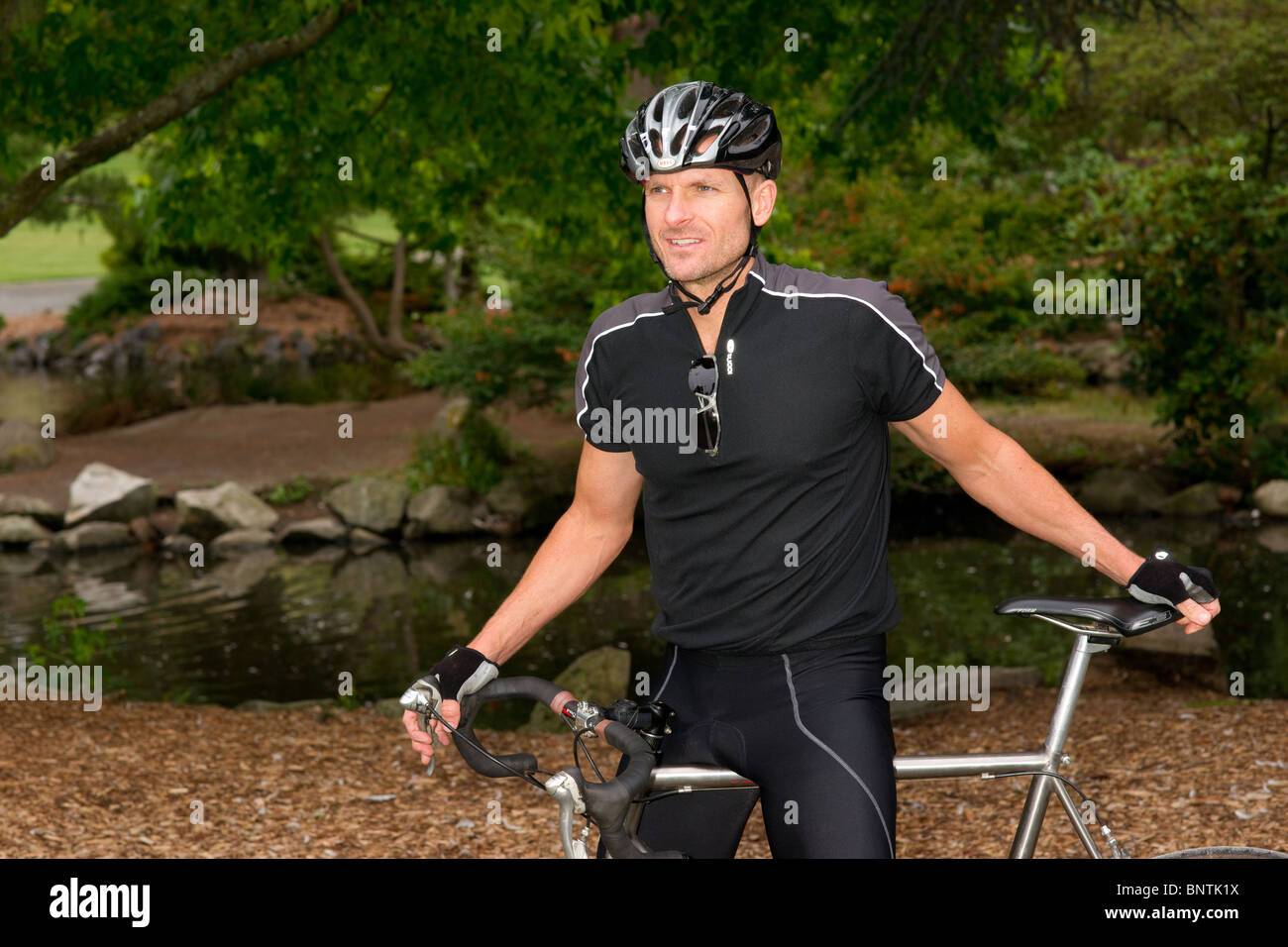 Male Bicycle Rider pauses for a picture on a ride Stock Photo - Alamy