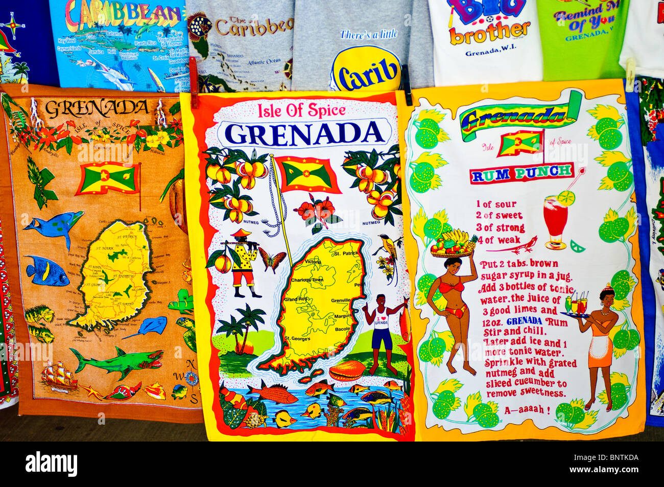 Souvenirs at Grand Anse Craft & Spice Market, Grenada Stock Photo - Alamy