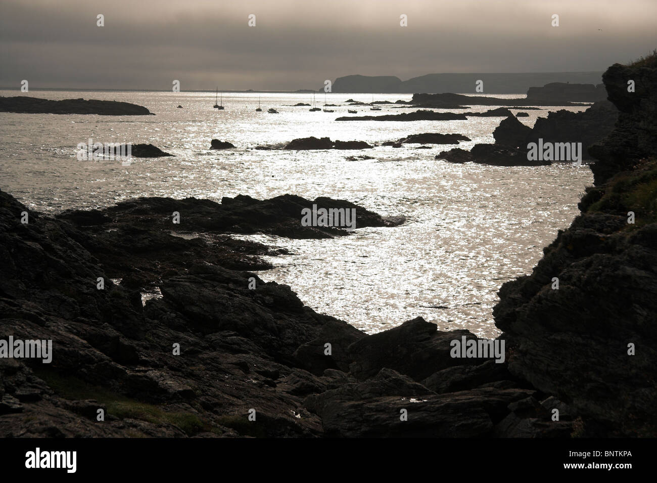 Sunlit water, Trearddur Bay, Anglesey, North Wales, UK Stock Photo - Alamy
