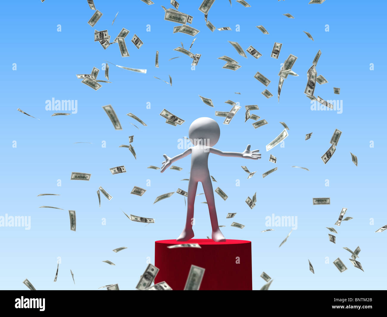 3d white man money rain hi-res stock photography and images - Alamy