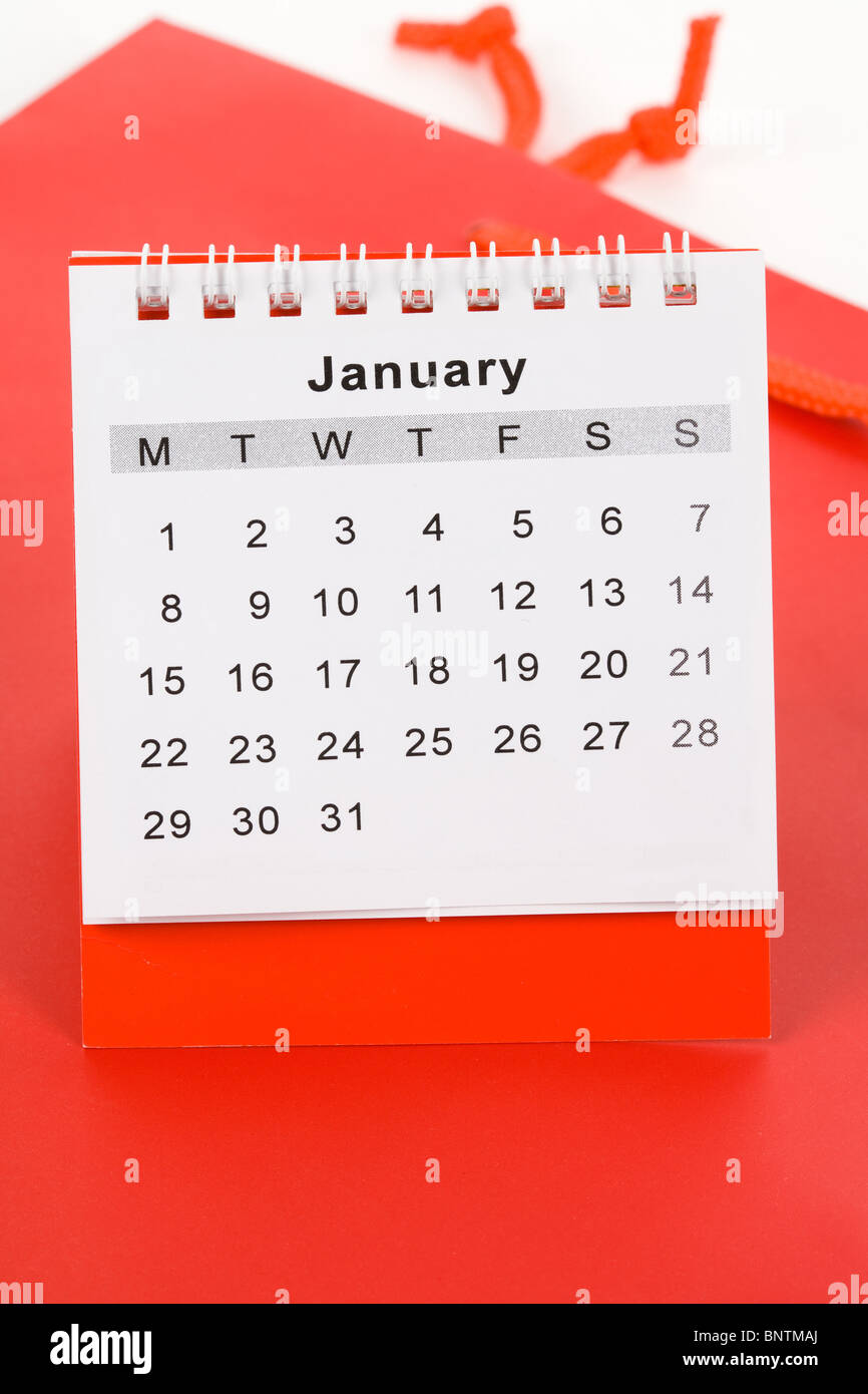 Red Calendar January close up Stock Photo - Alamy