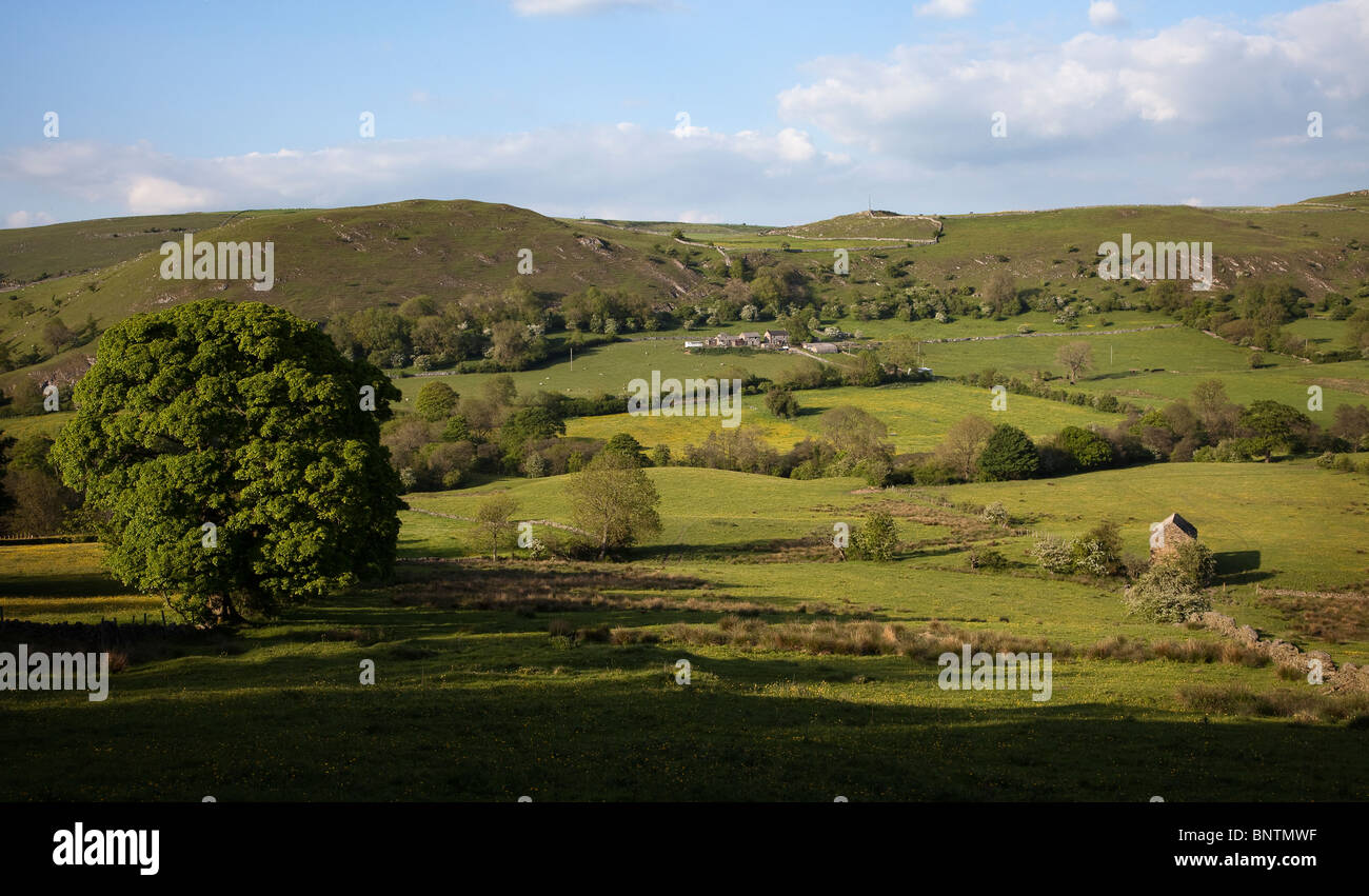 Barn and fields near Glutton Bridge Upper Dovedale Peak District ...