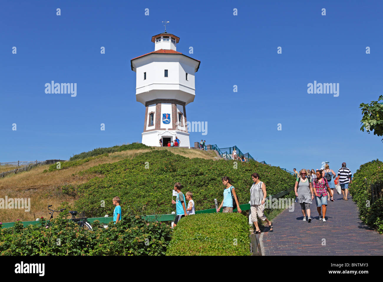 the white water tower, landmark of Langeoog island, East Friesland ...