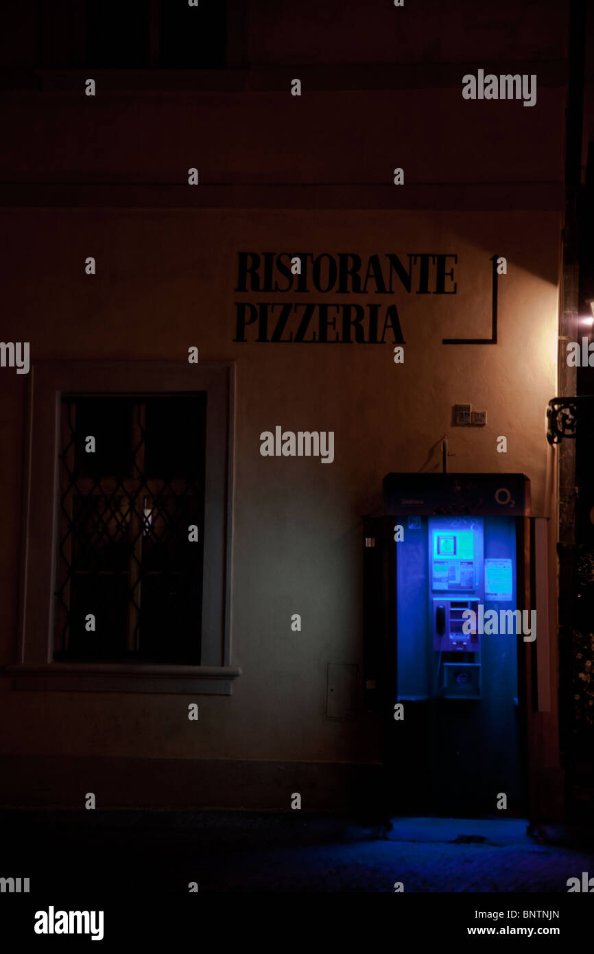 Telephone booth at night Stock Photo - Alamy