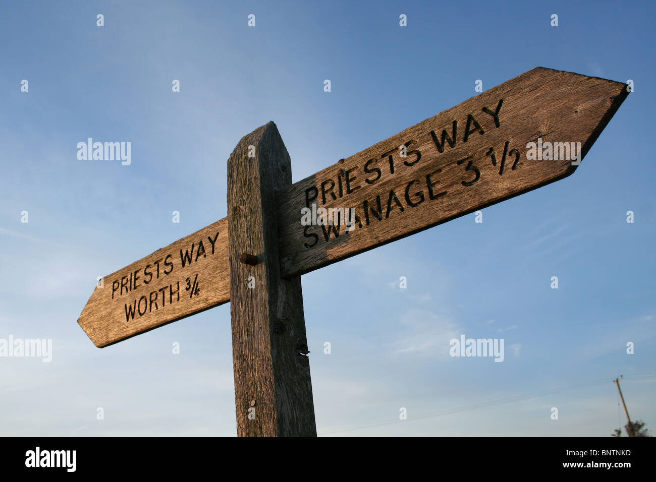 Priests Way Worth and Swanage Signpost Stock Photo - Alamy