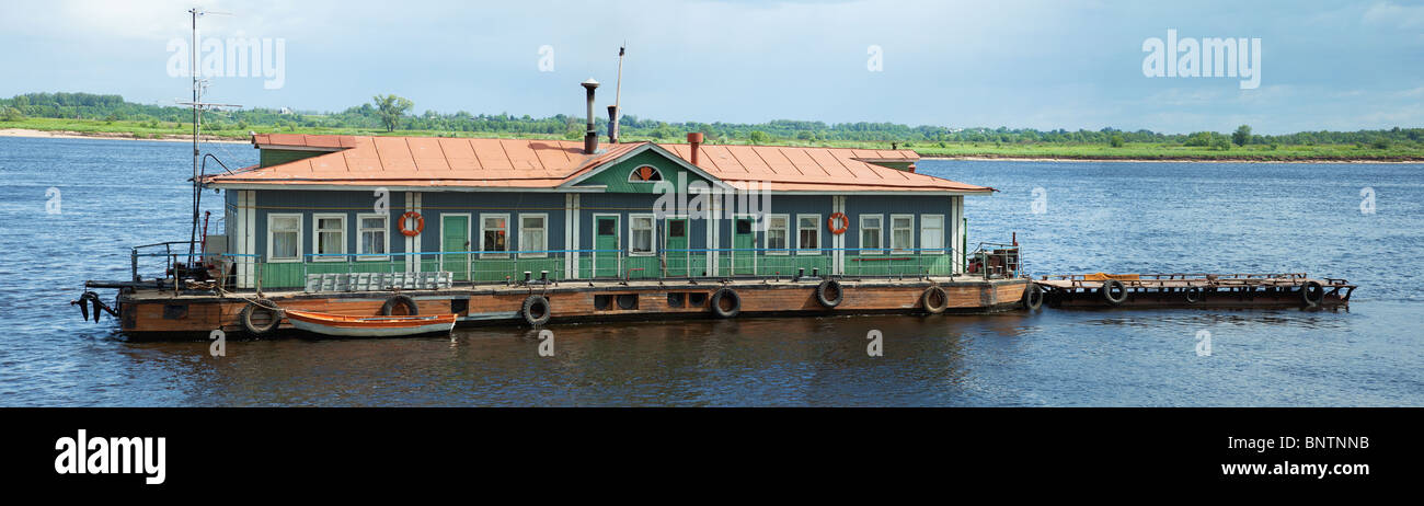 Ancient floating steamship landing stage on the river Stock Photo - Alamy