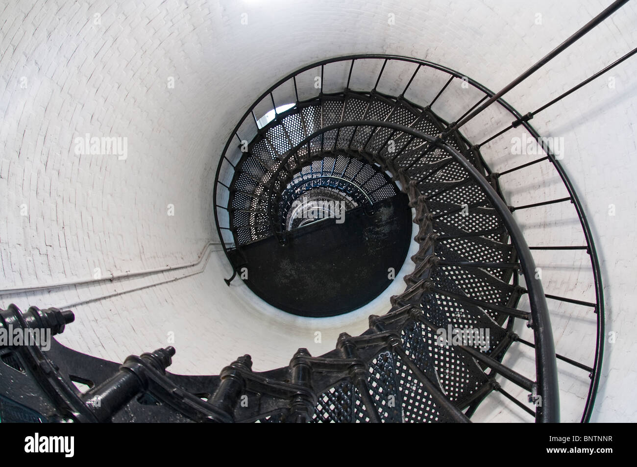 Cast iron spiral stair inside the St. Augustine Lighthouse. St ...