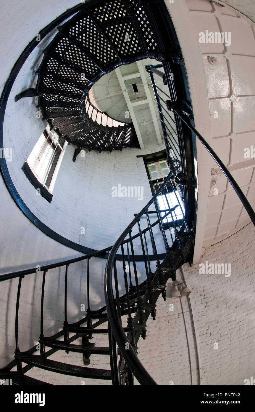 Cast iron spiral stair inside the St. Augustine Lighthouse. St ...