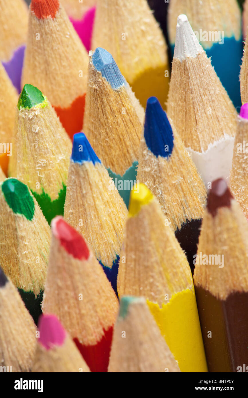 The tips of color pencils close up Stock Photo - Alamy
