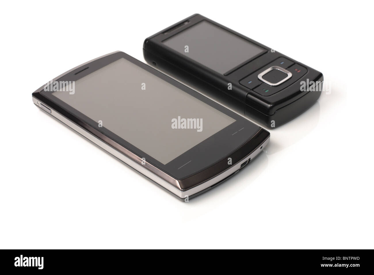 Modern Communicator black and telephone on a white backgroundand Stock ...