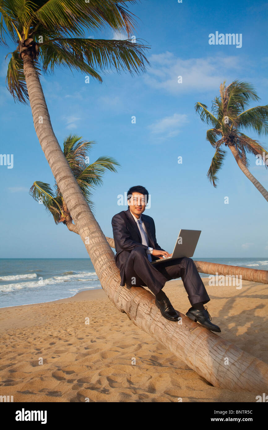 Black business man beach palm tree hi-res stock photography and images ...