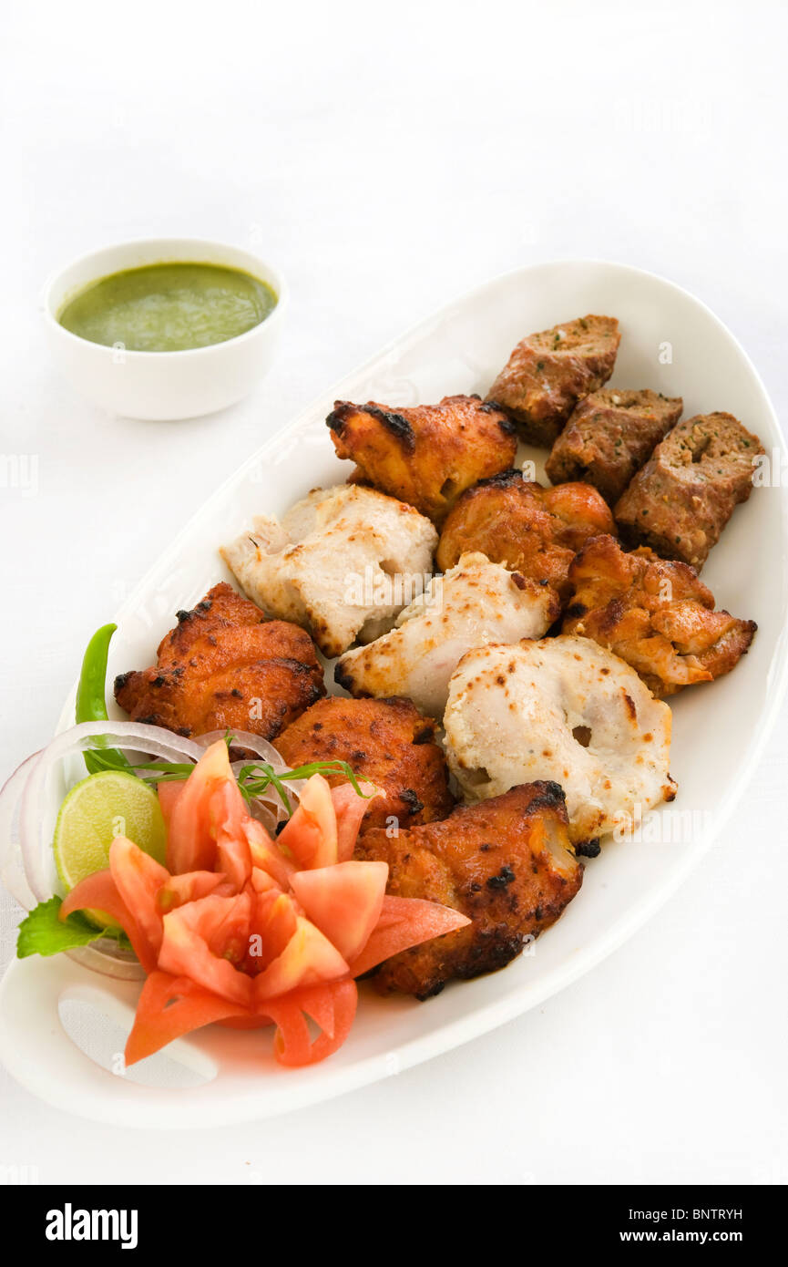 Kabab Platter - Chicken Tikka, Mutton Sheekh, Fish Tikka, Chicken Malai ...