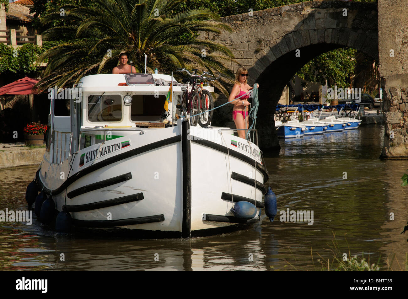 Canal du Midi at Le Somail in the Languedoc region South of France ...