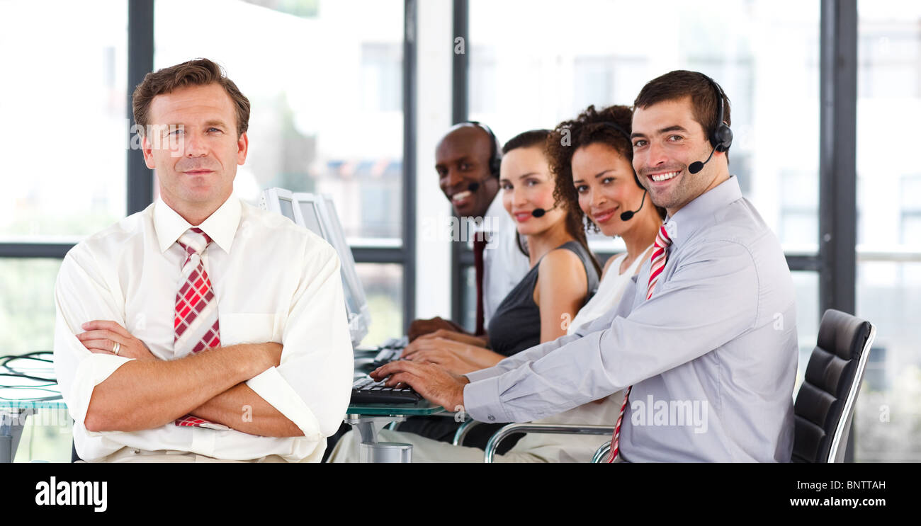 Business people working in a call center Stock Photo - Alamy