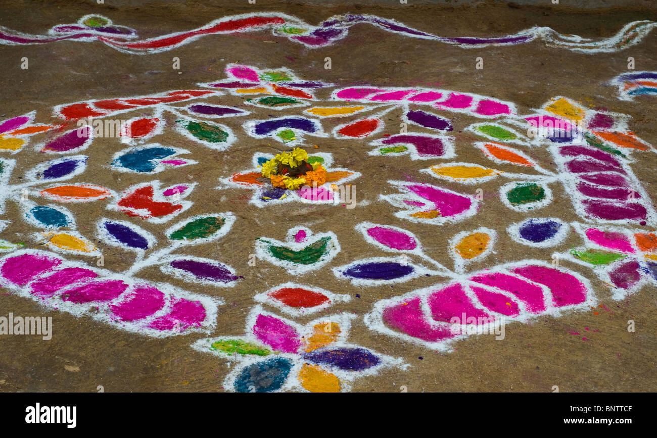 pongal designs in front of houses/homes Stock Photo - Alamy