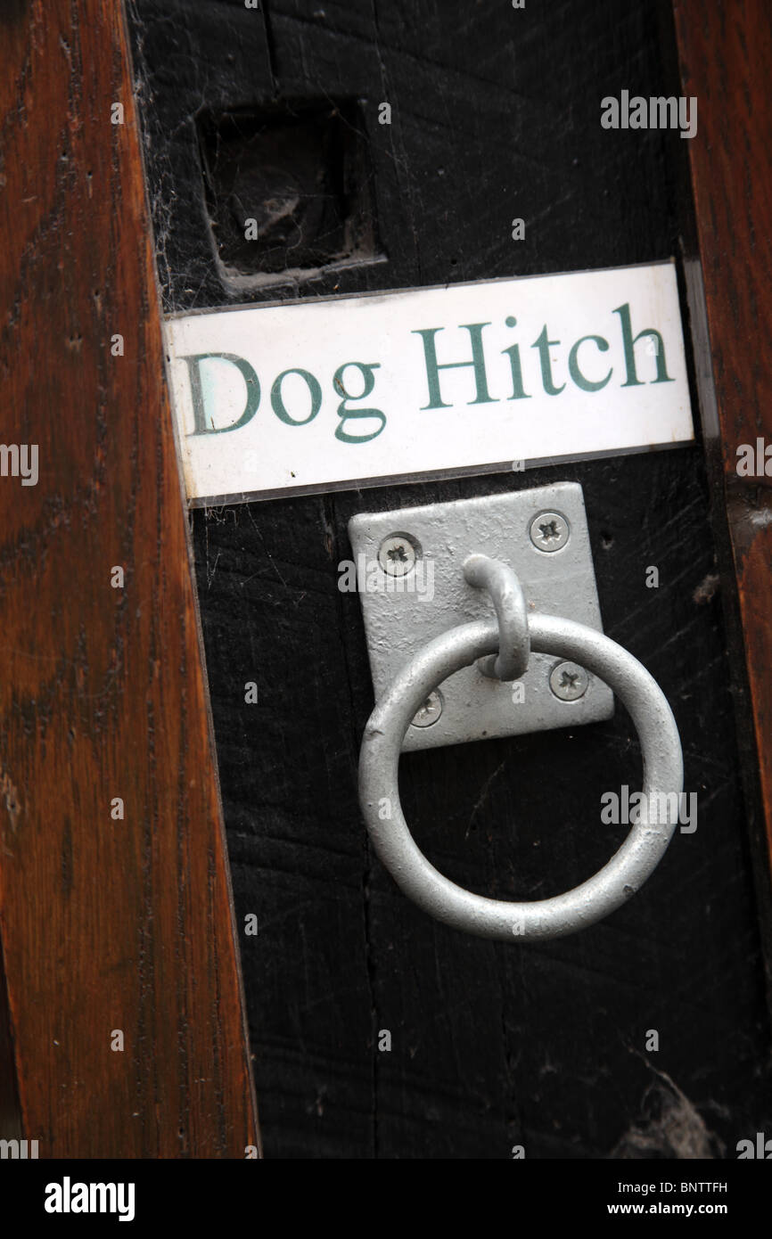 Dog Hitch; Loop for tying a dog lead to outside a shop in Much Wenlock ...