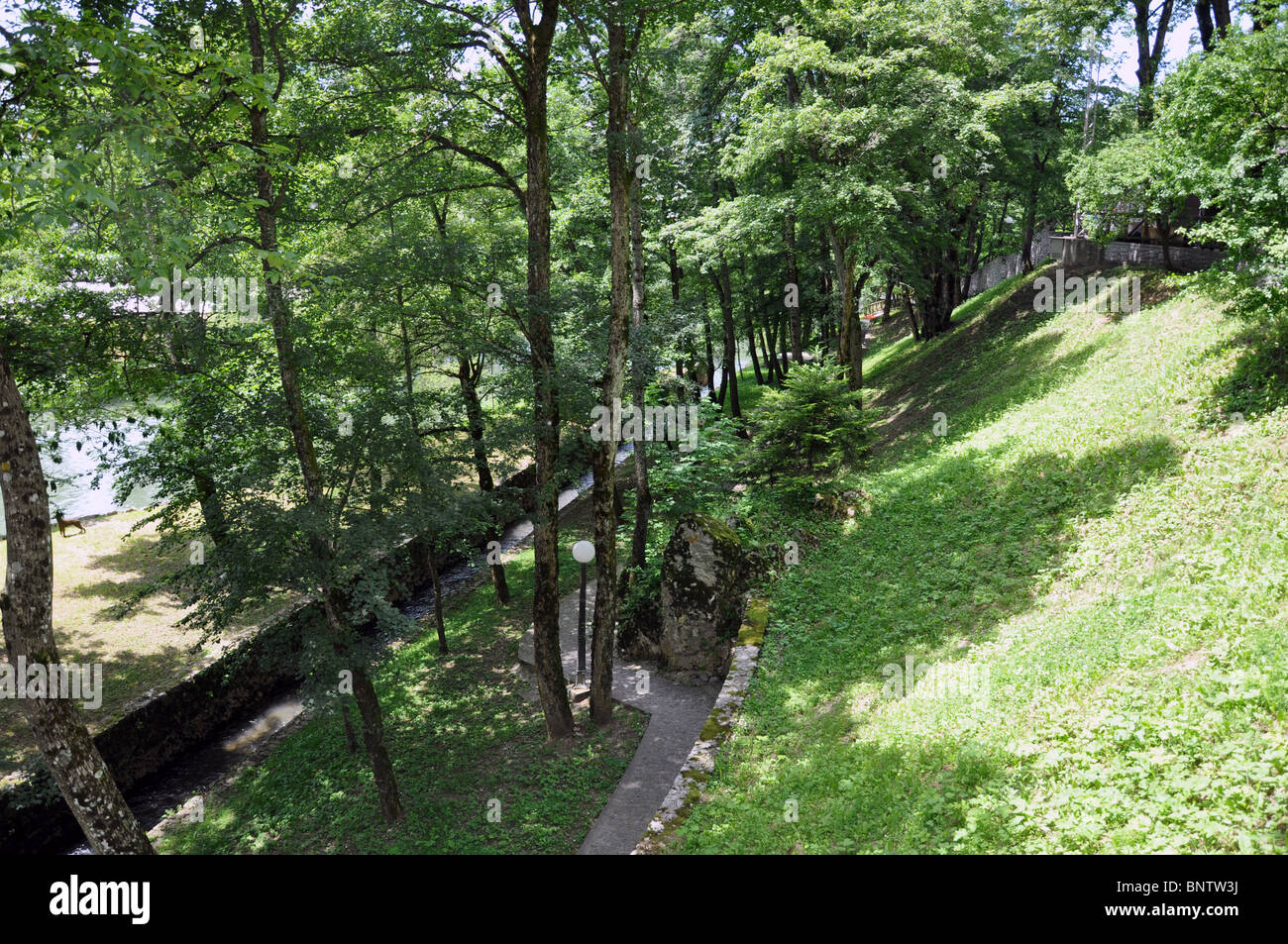 Scenic view of park and walking path in the park Stock Photo - Alamy
