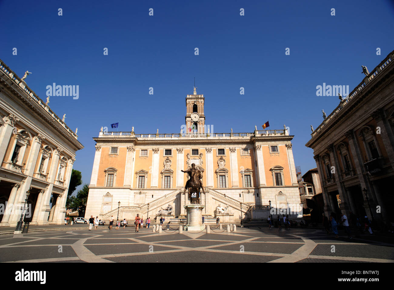 italy, rome, piazza del campidoglio, palazzo senatorio, city hall Stock ...