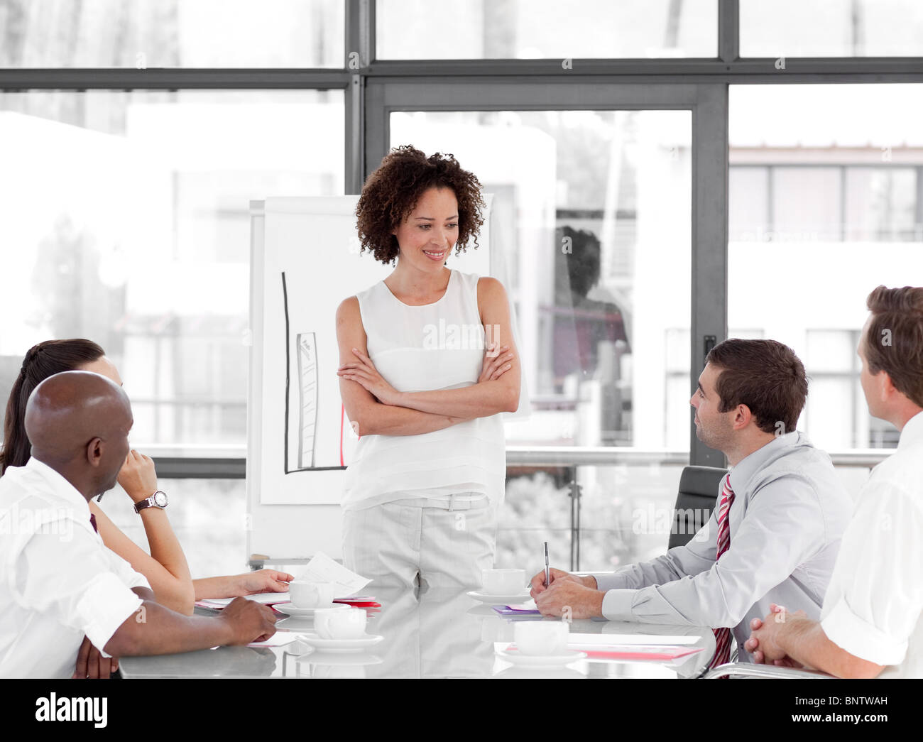Female business woman giving a presentation Stock Photo - Alamy