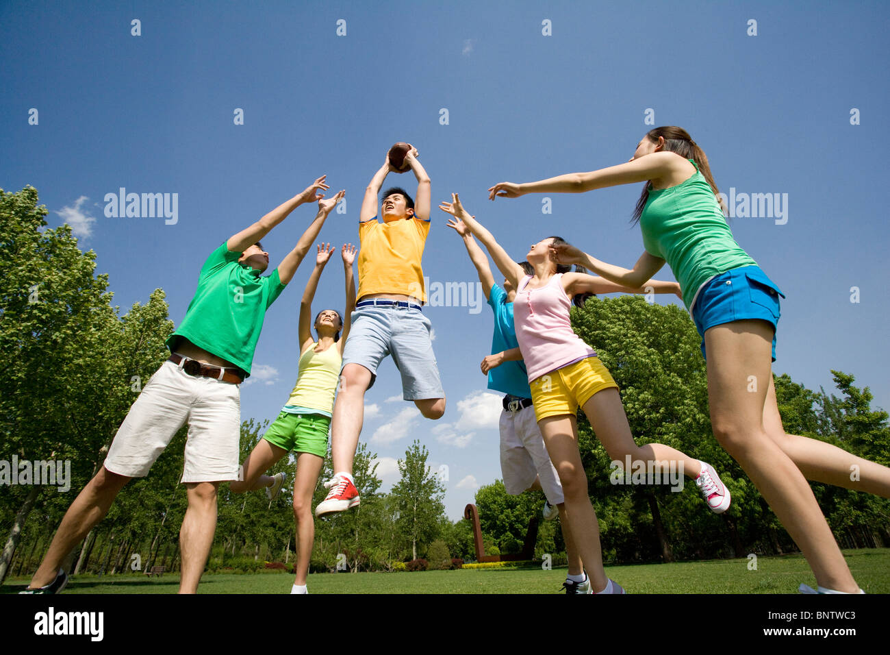 Friends Playing American Football