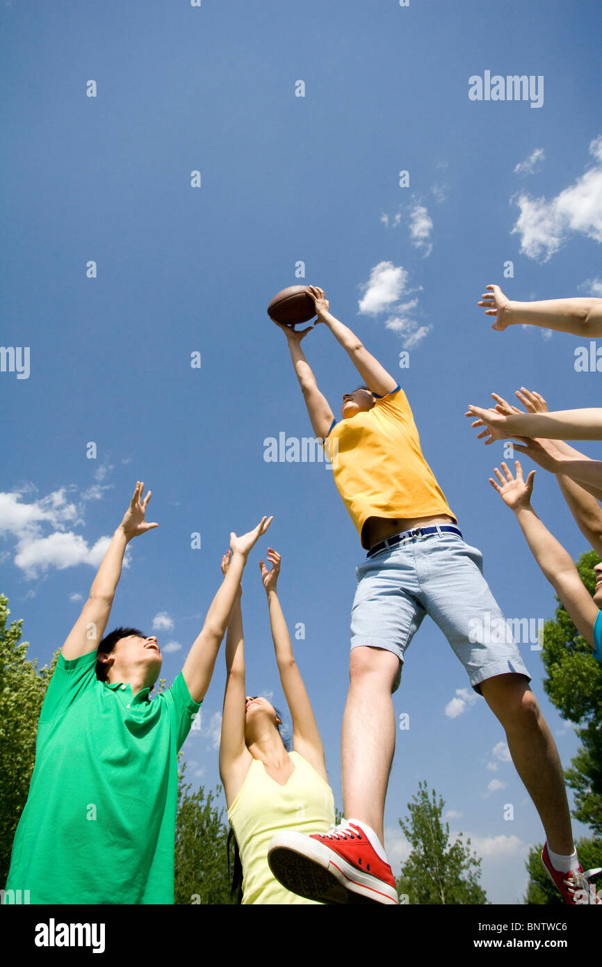 Football action jumping catching hi-res stock photography and images ...