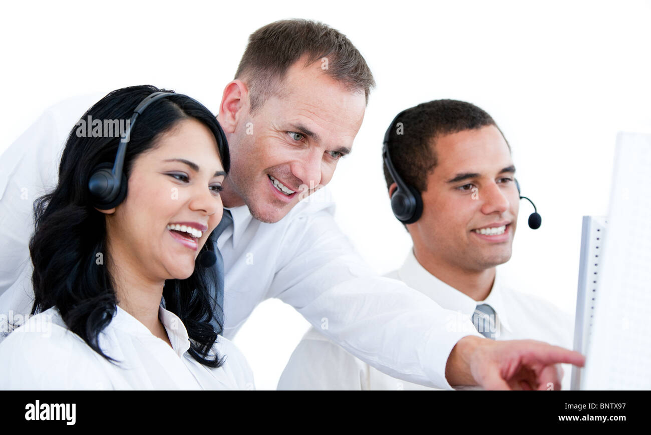 Positive business team working together Stock Photo - Alamy