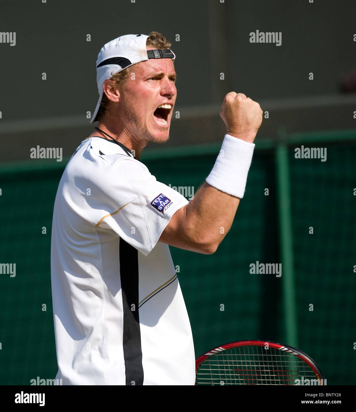 Lleyton Hewitt (AUS) in action during the Wimbledon Tennis ...