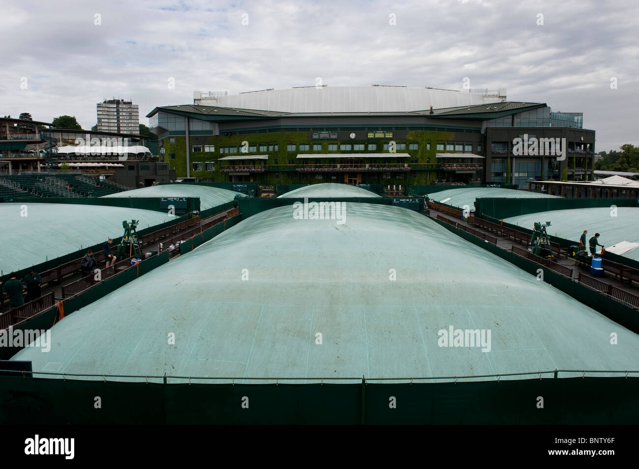 View of a covered court 10 during the Wimbledon Tennis Championships ...